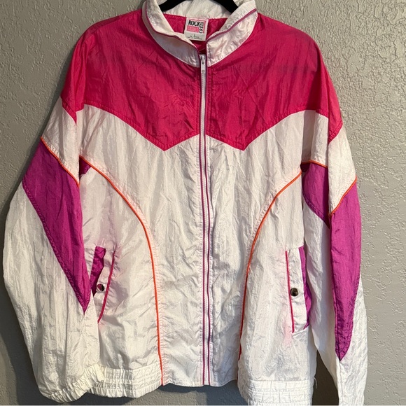 Jackets & Coats | Vintage Pink Colorblock Windbreaker Retro Sporty 9s ...